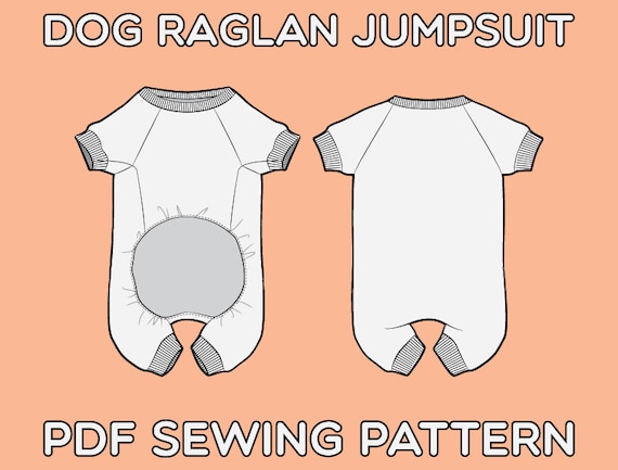 Dog Raglan Jumpsuit PDF Sewing Pattern Sizes XS / S / M / L / | Etsy UK