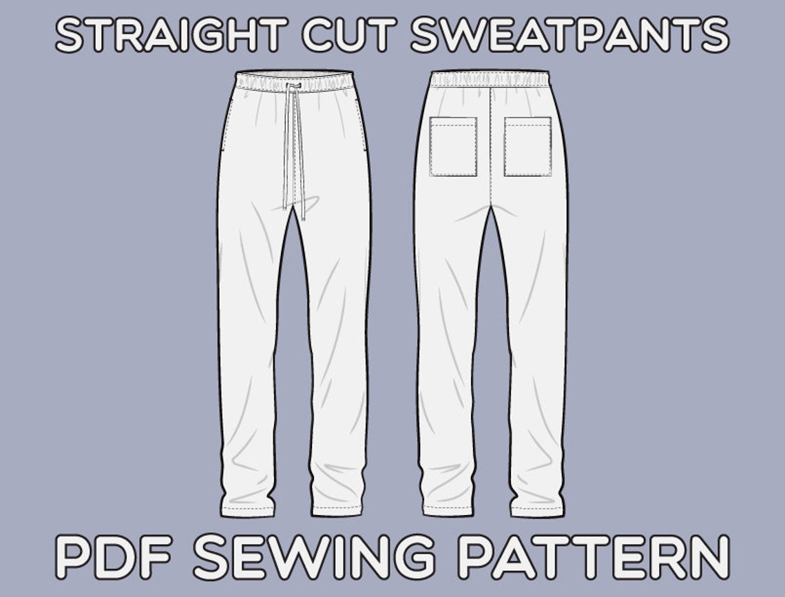 Straight Cut Sweatpants PDF Sewing Pattern Sizes XS / S / M / - Etsy