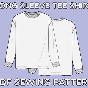 Long Sleeve Tee Shirt PDF Sewing Pattern Sizes XS / S / M / L - Etsy Canada