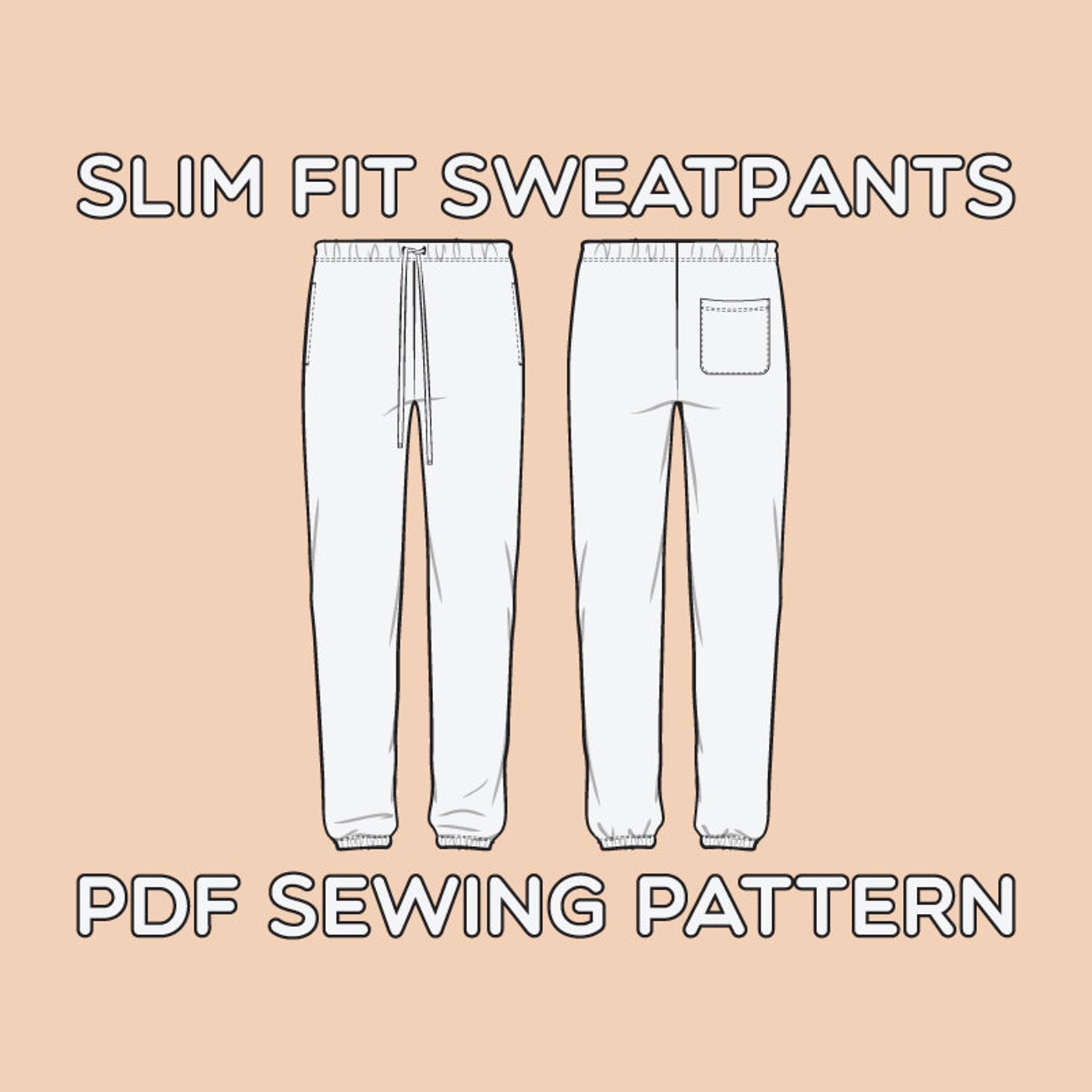 Slim Fit Sweatpants PDF Sewing Pattern Sizes XS / S / M / L / XL - Etsy
