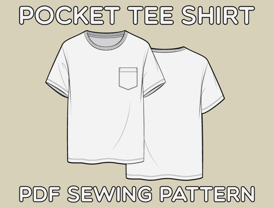 Pocket Tee Shirt PDF Sewing Pattern Sizes XS / S / M / L / XL - Etsy