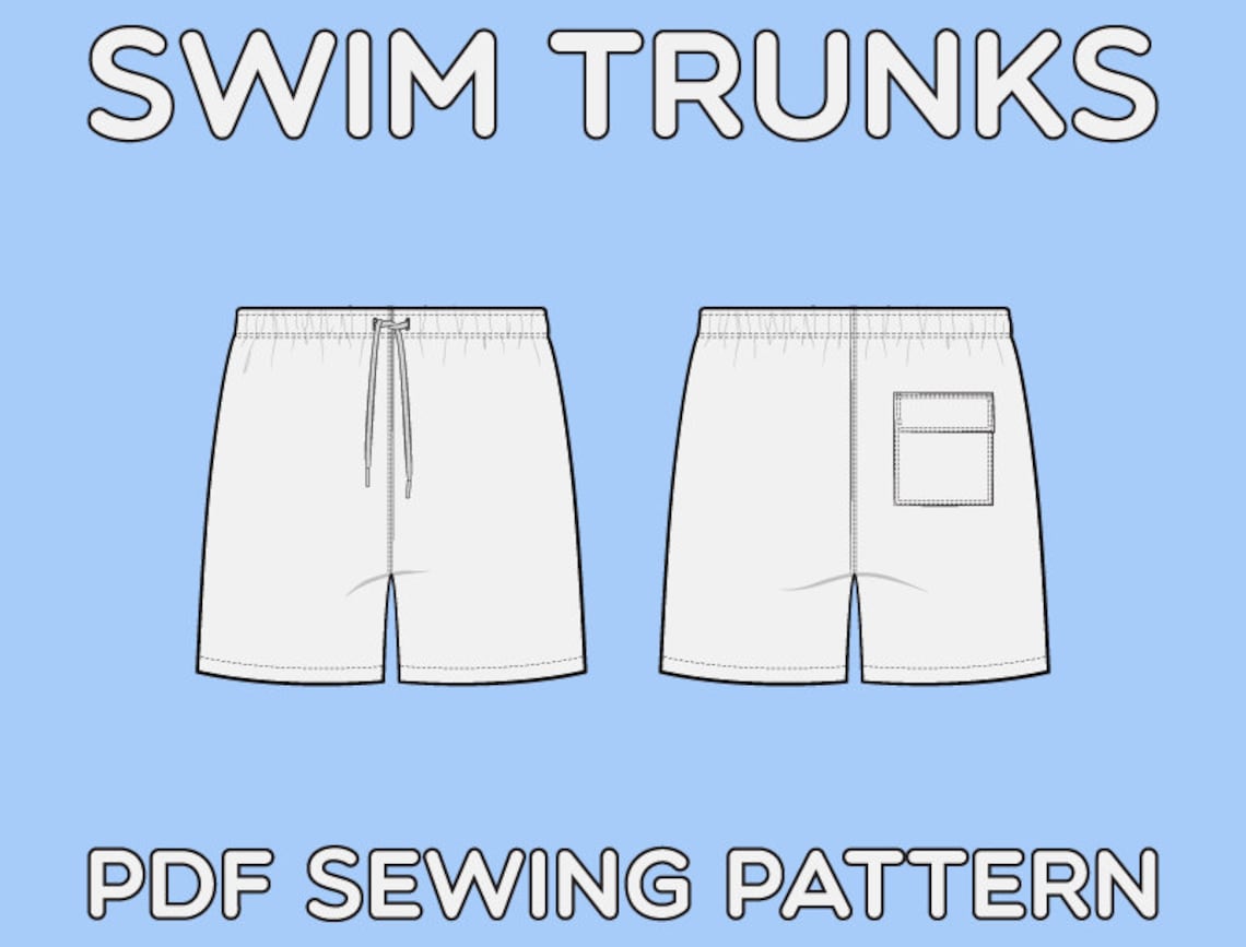 Swim Trunks PDF Sewing Pattern Sizes XS / S / M / L / XL - Etsy