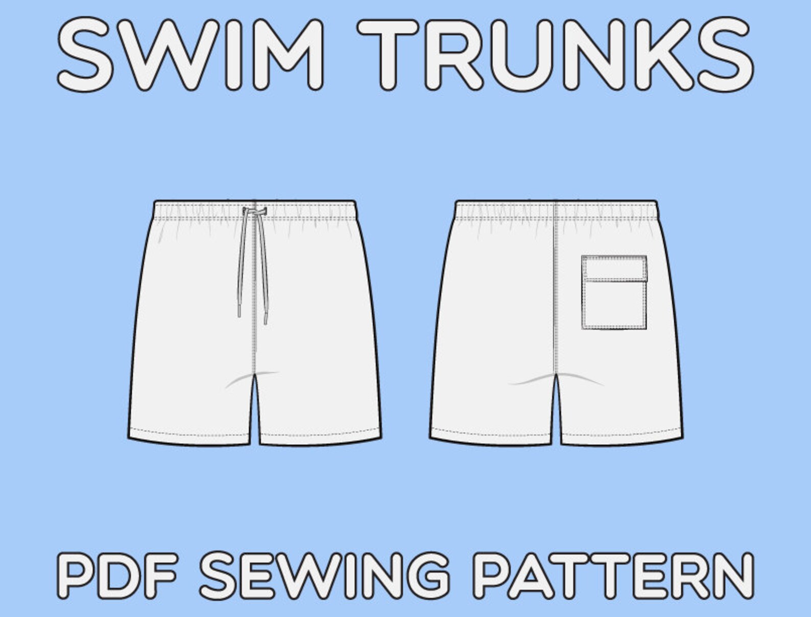 Swim Trunks PDF Sewing Pattern Sizes XS / S / M / L / XL - Etsy