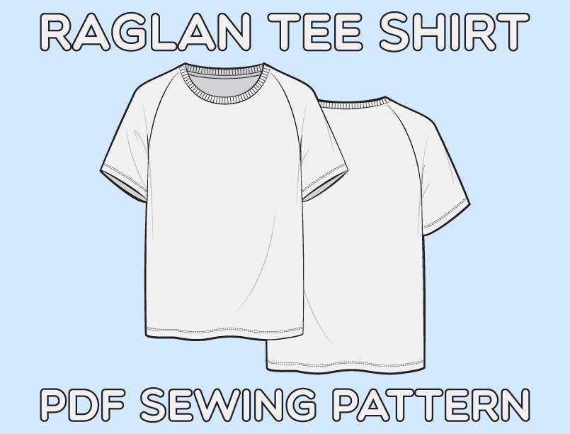 Raglan Tee Shirt PDF Sewing Pattern Sizes XS / S / M / L / XL - Etsy
