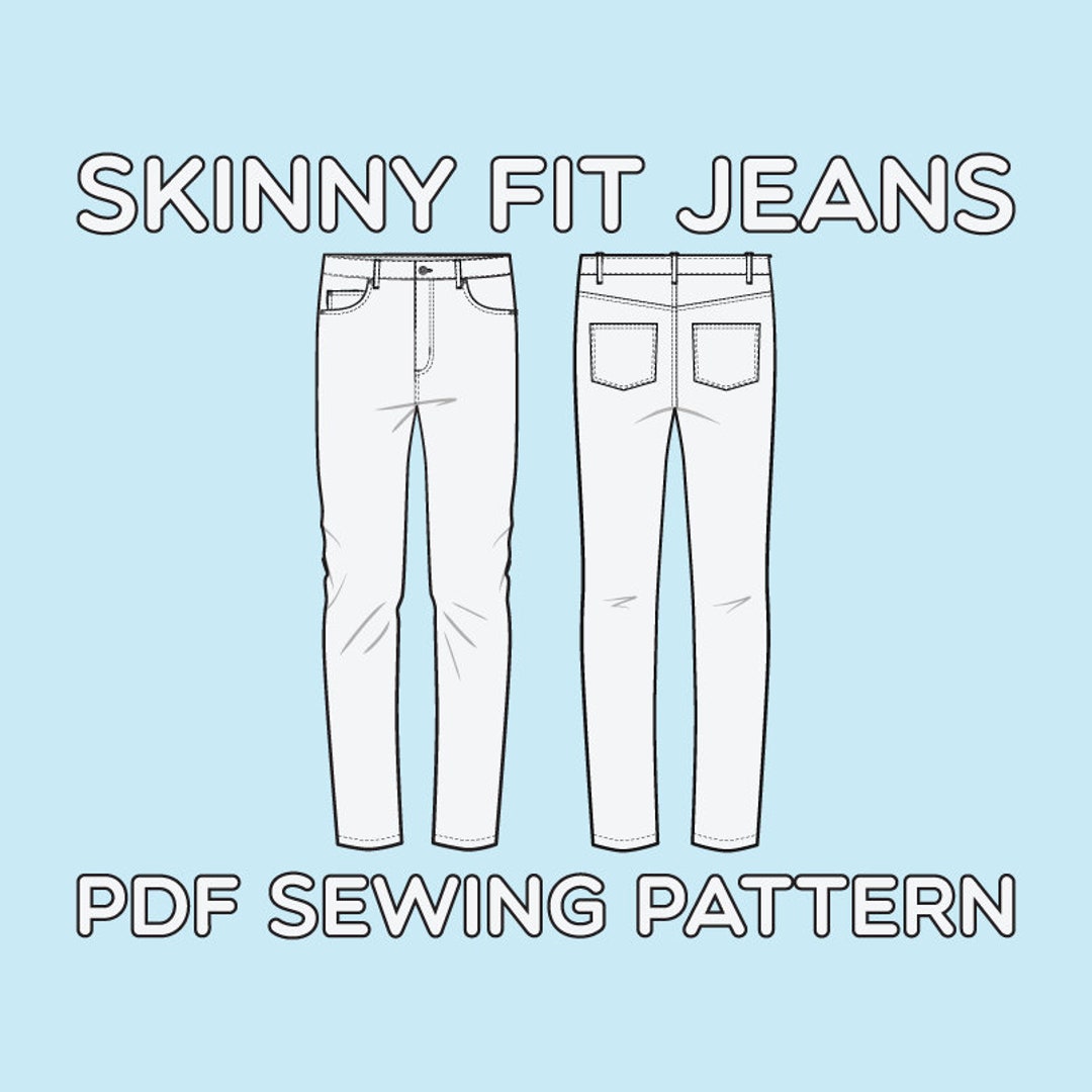 Skinny Fit 5 Pocket Jeans PDF Sewing Pattern Sizes 28 / 29 / 30 / 31 ...