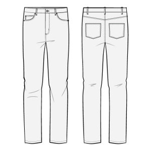 Slim Fit 5 Pocket Jeans PDF Sewing Pattern Sizes 28 / 29 / 30 / 31 / 32 ...