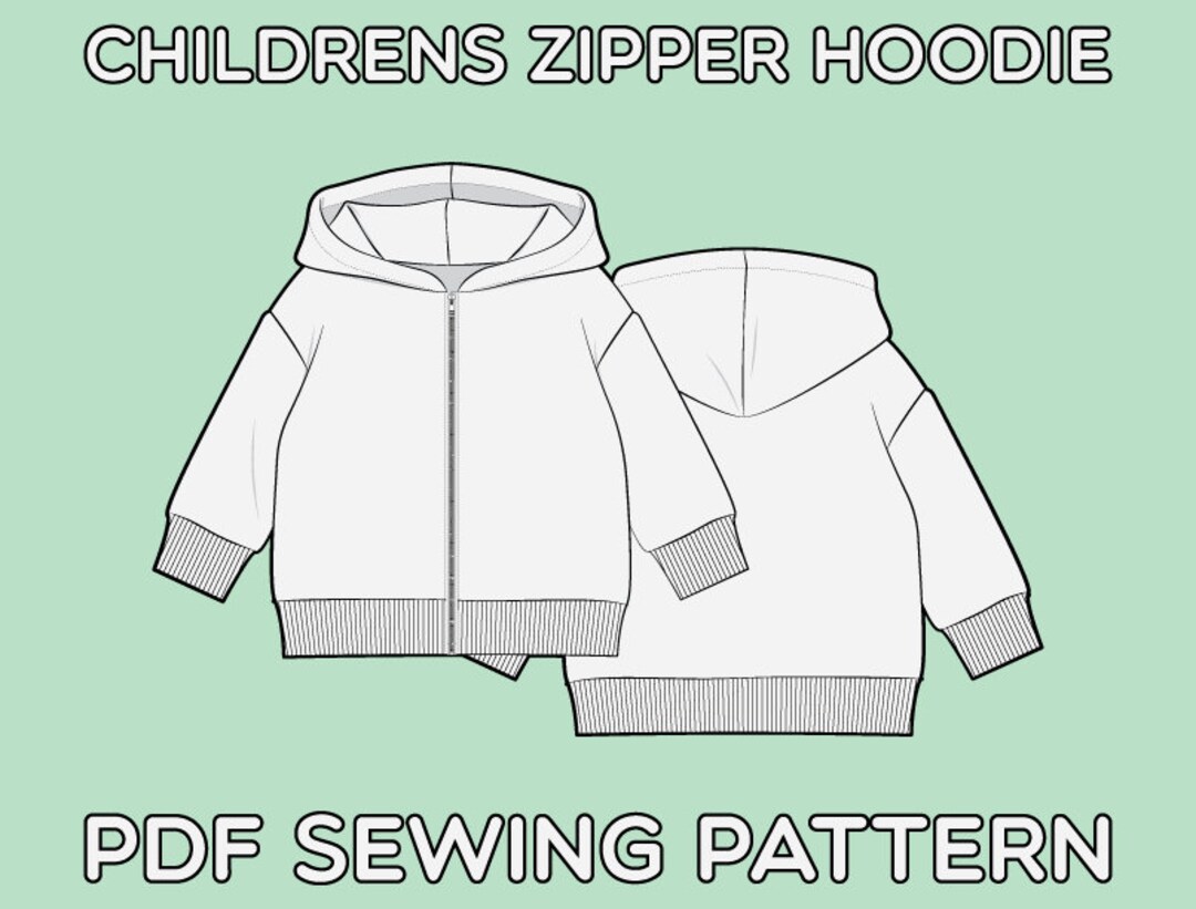 Children's Zip up Hoodie PDF Sewing Pattern Sizes 0-3M / 3-6M / 6-9M ...