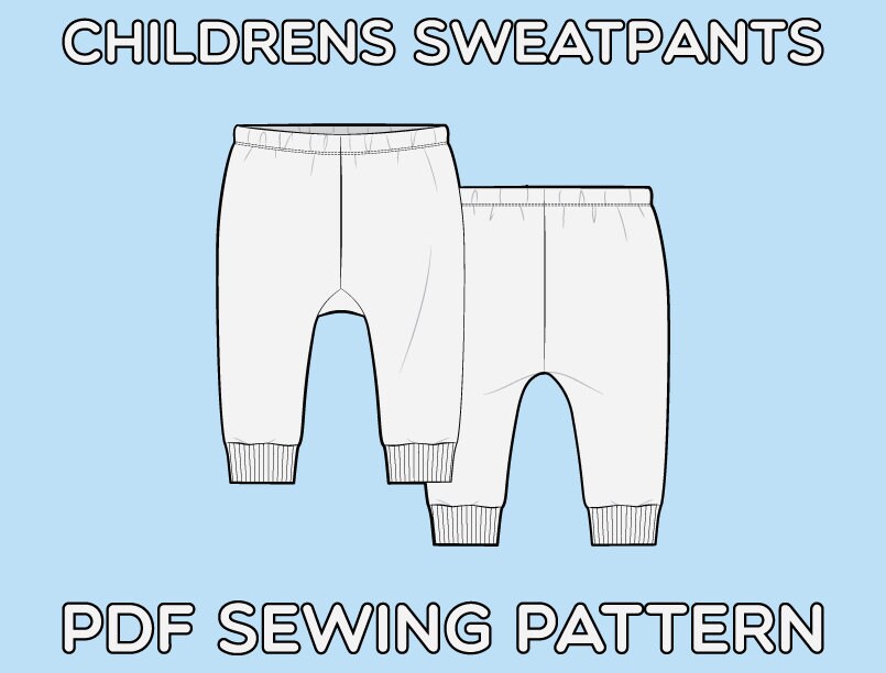Children's Sweatpants PDF Sewing Pattern Sizes 0-3M / 3-6M - Etsy