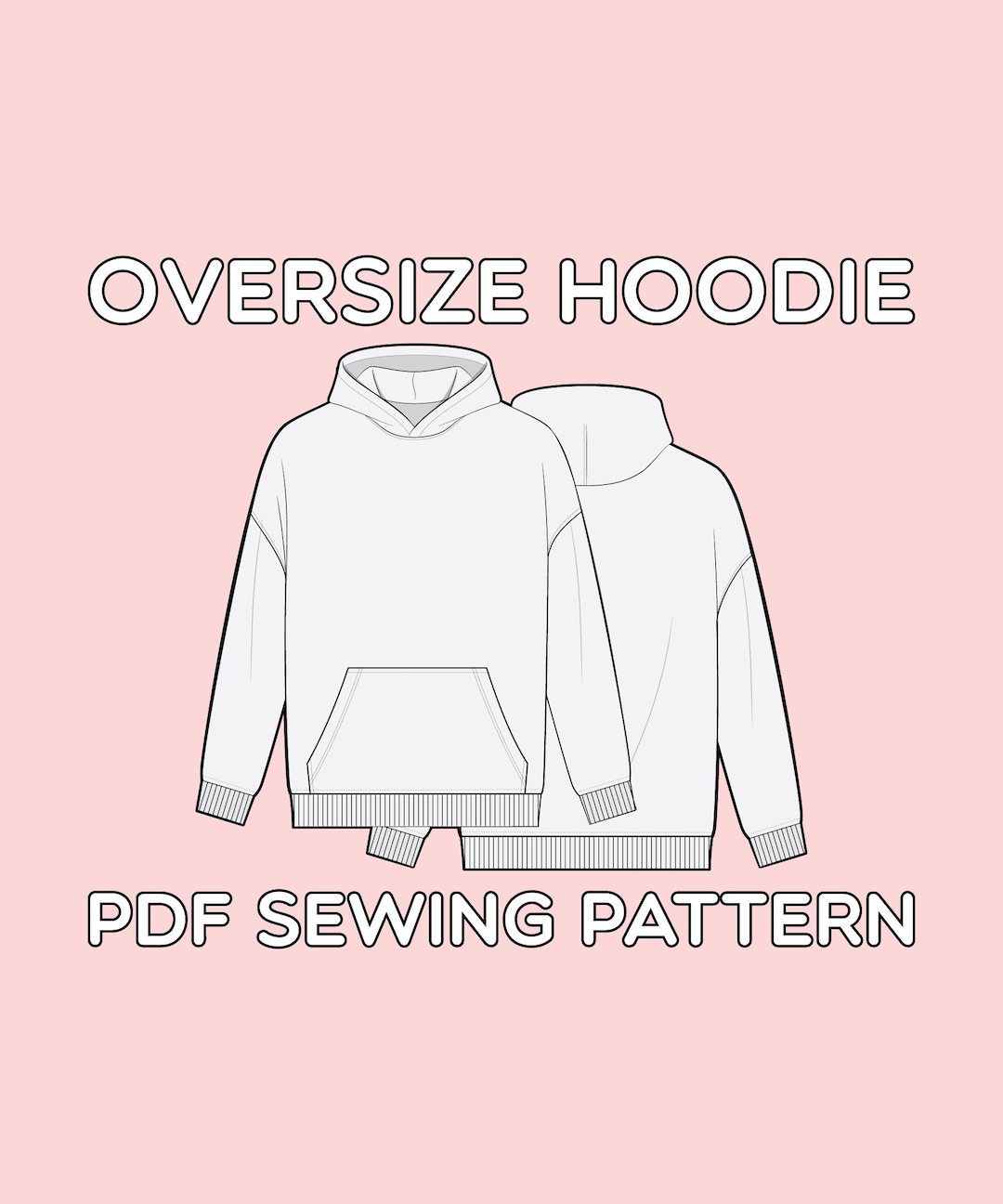 Oversize Hoodie PDF Sewing Pattern Sizes XS / S / M / L / XL - Etsy UK