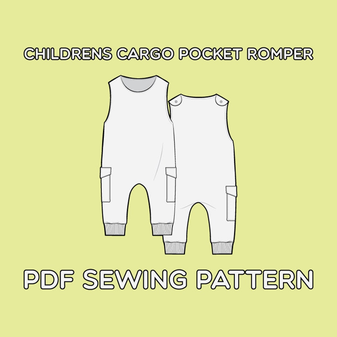 Children's Cargo Pocket Romper PDF Sewing Pattern Sizes 0-3M to T7 - Etsy