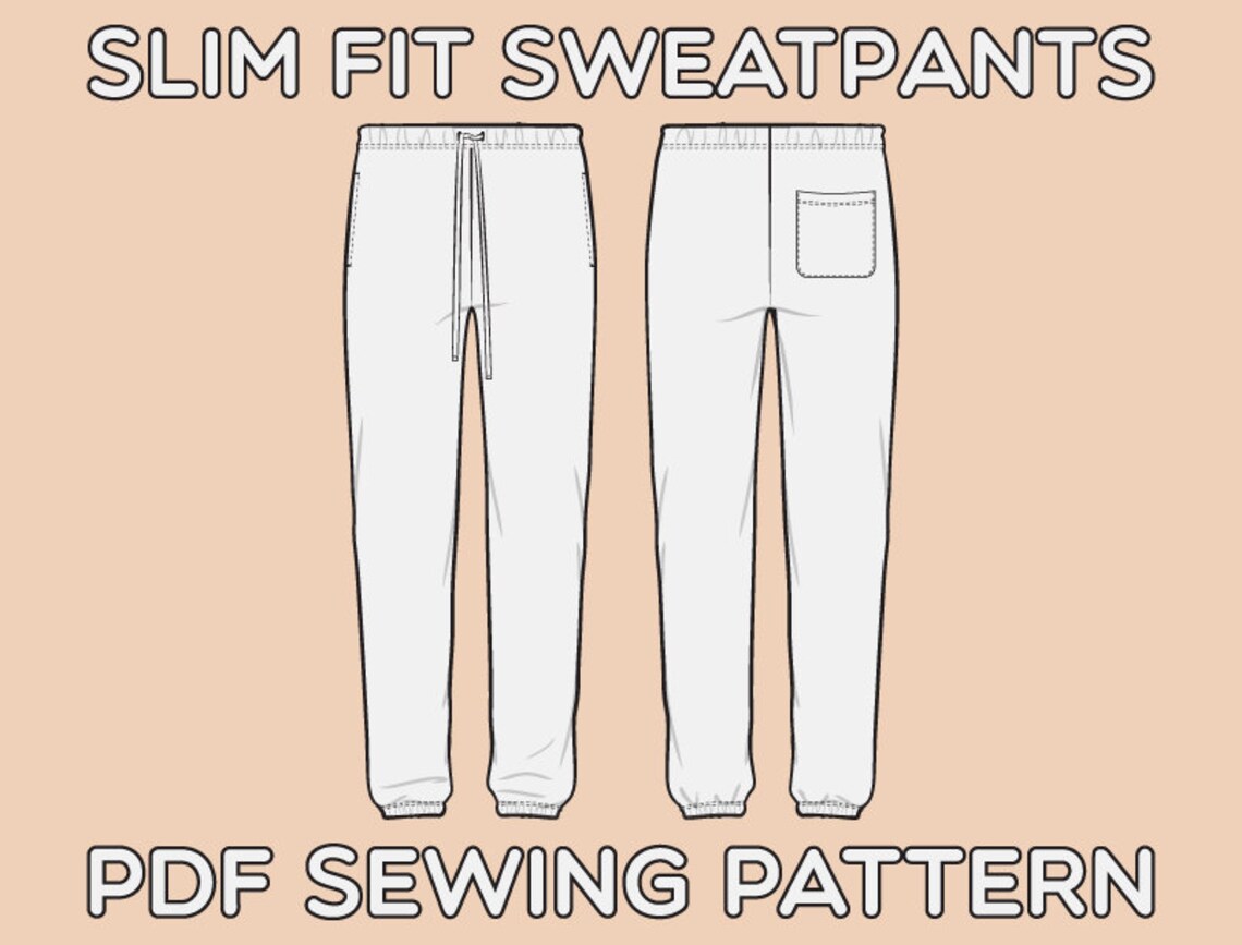 Slim Fit Sweatpants PDF Sewing Pattern Sizes XS / S / M / L / - Etsy
