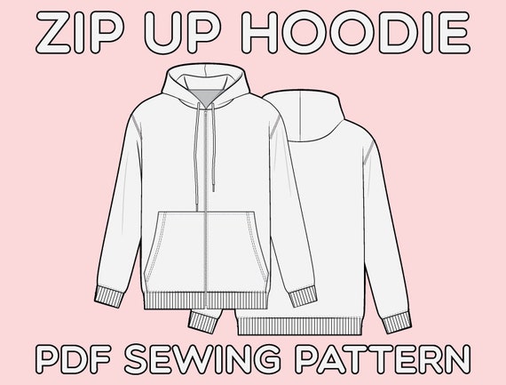 Zip Up Hoodie PDF Sewing Pattern Sizes XS / S / M / L / XL | Etsy