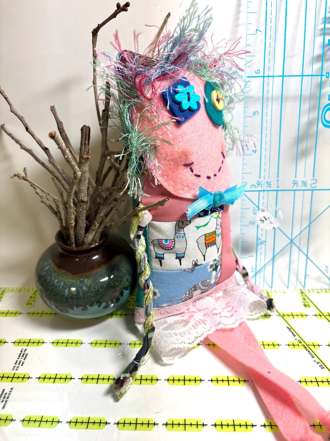 Scrappy Doll, Quirky Handcrafted Item, Quilt Fabric Repurposed, Soft ...
