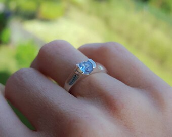 Sterling silver color engagement ring 925 sterling silver | Etsy