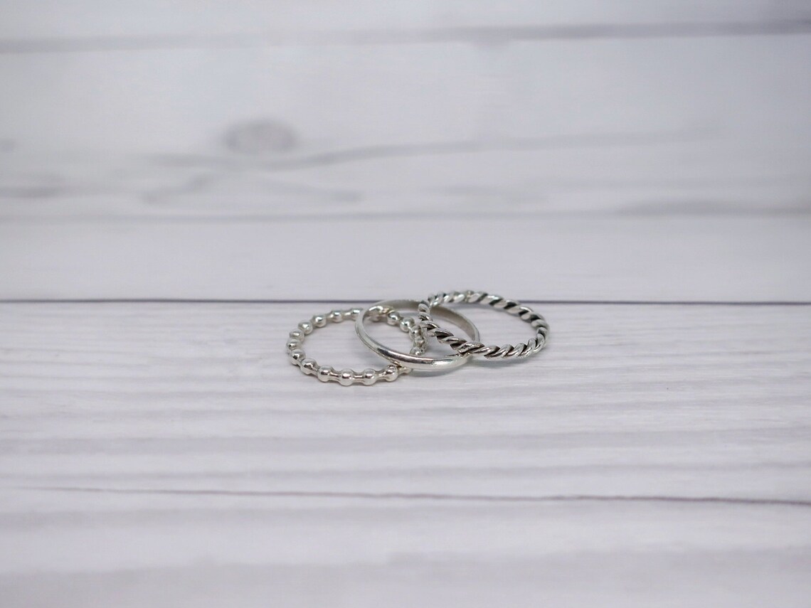 Sterling silver stacking ring set Minimalist rings Silver | Etsy