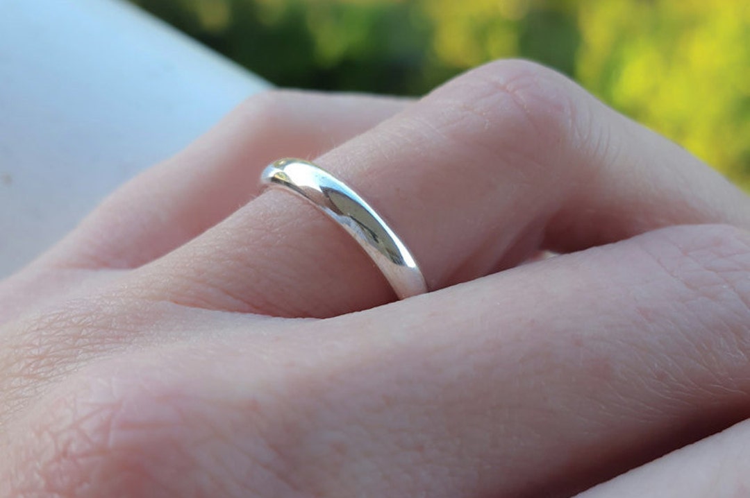 Sterling Silver Half Round Ring - Sterling Silver Wedding Ring ...