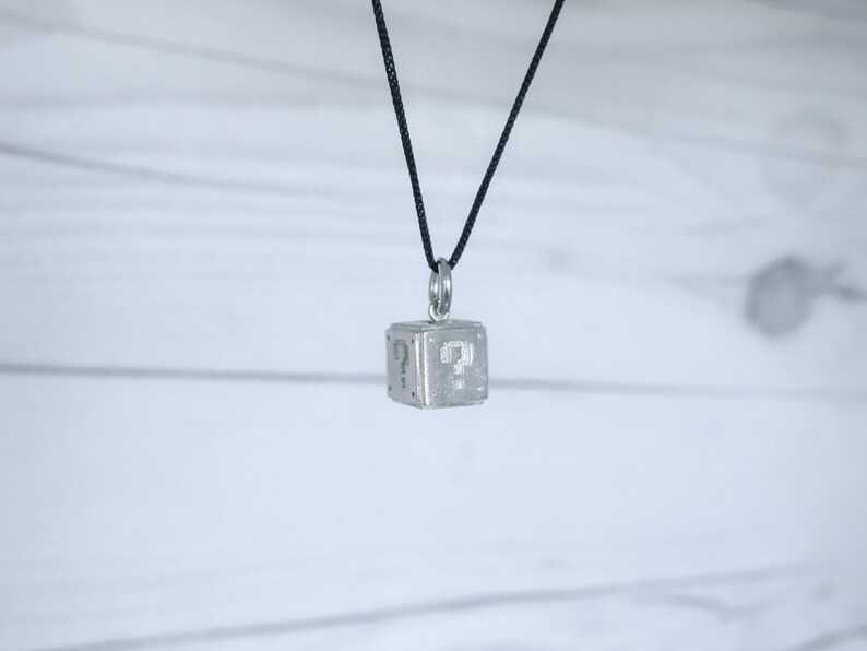 Sterling Silver Mystery Box Pendant Necklace Question Block - Etsy