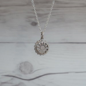 925 Sterling Silver Beer Bottle Cap Necklace Bottle Cap Necklace Bottle ...