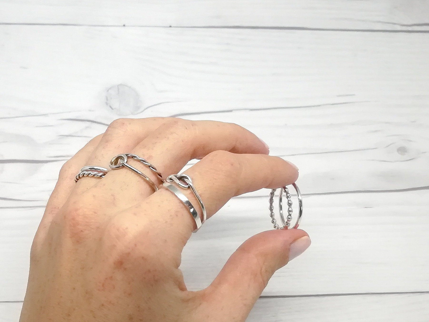 Sterling silver stacking ring set Minimalist rings Silver | Etsy