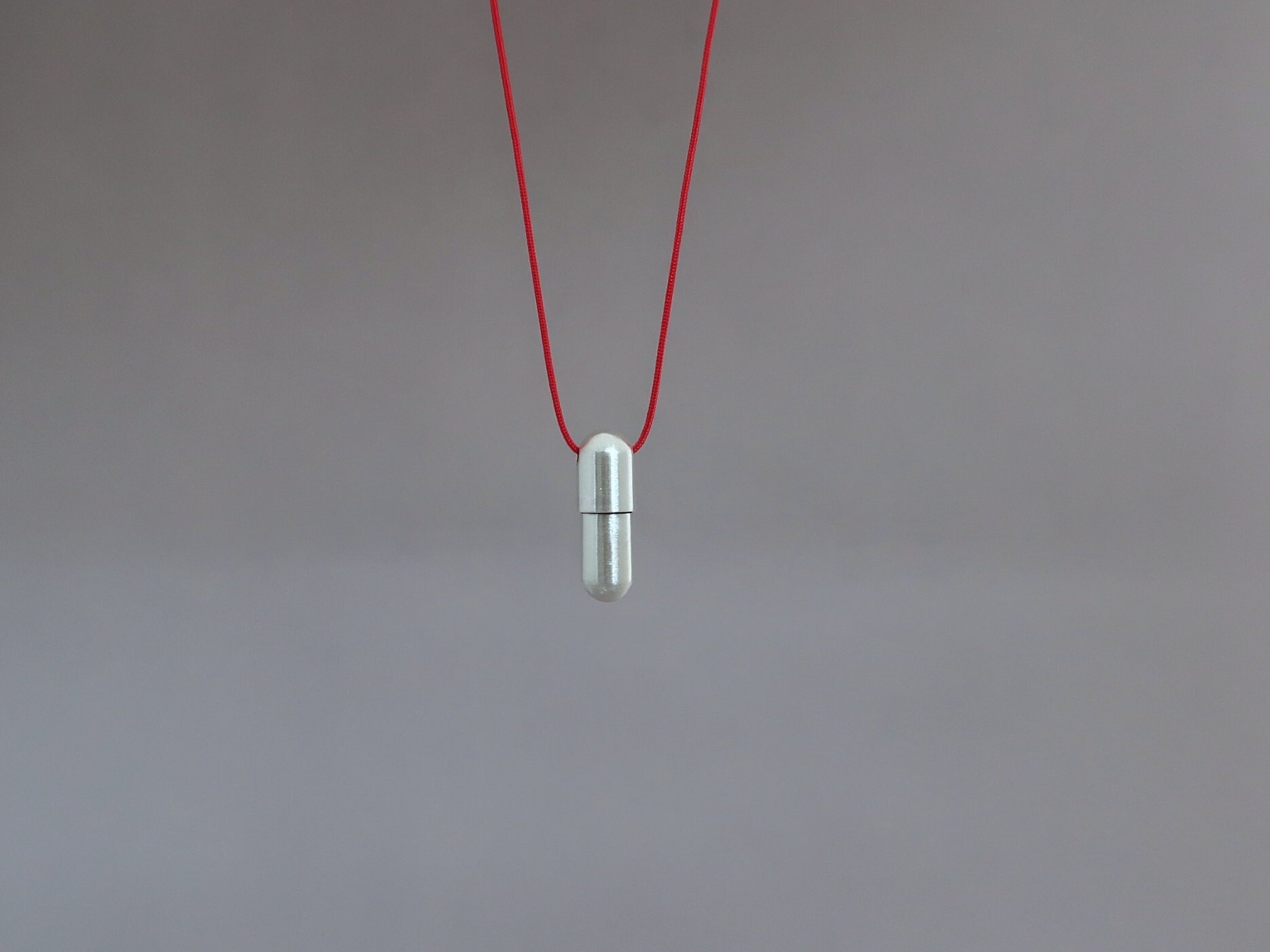 Sterling silver capsule necklace Silver pill pendant | Etsy