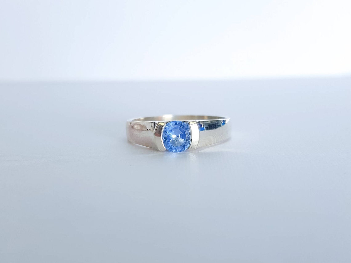 Sterling silver color engagement ring 925 Sterling Silver | Etsy