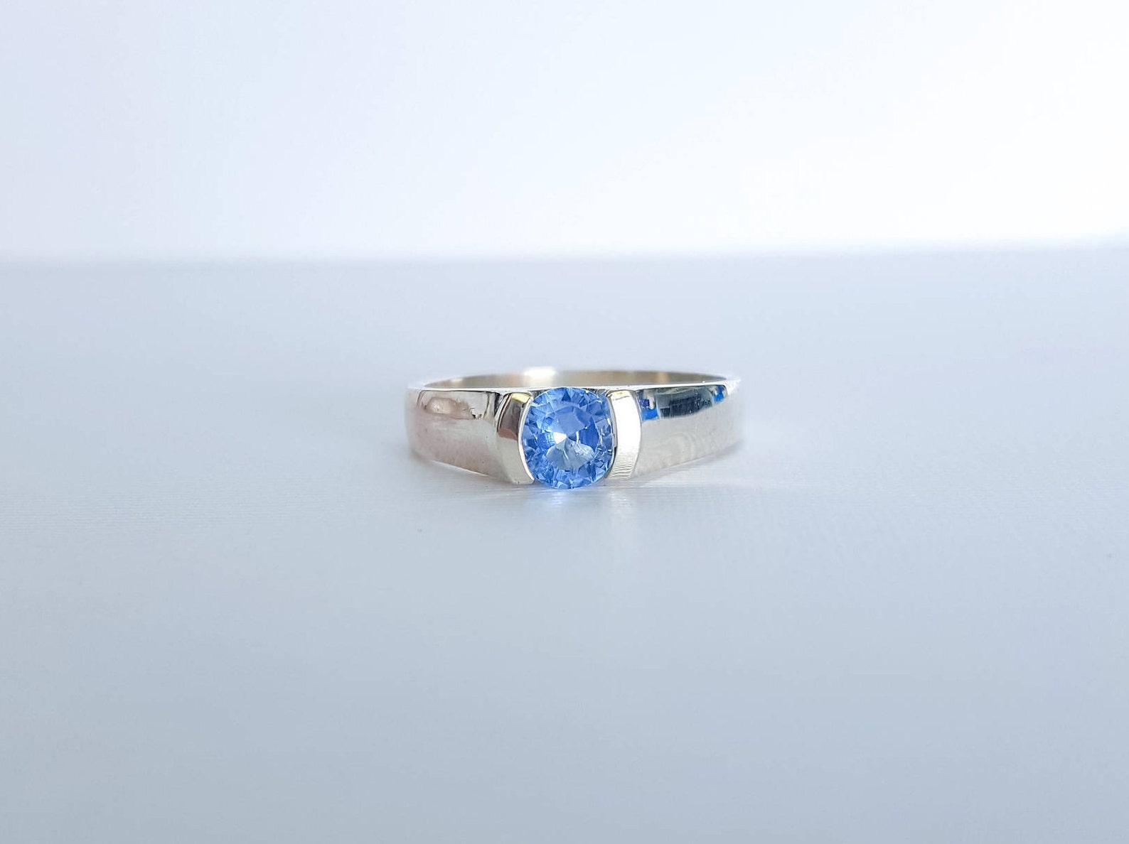 Sterling silver color engagement ring 925 Sterling Silver | Etsy