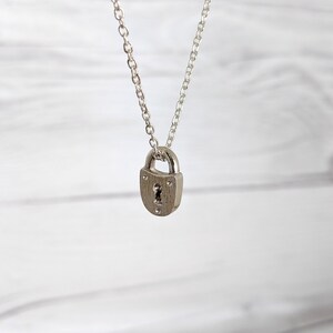 Sterling Silver Solid Lock Necklace Silver Lock Pendant Sterling Silver ...