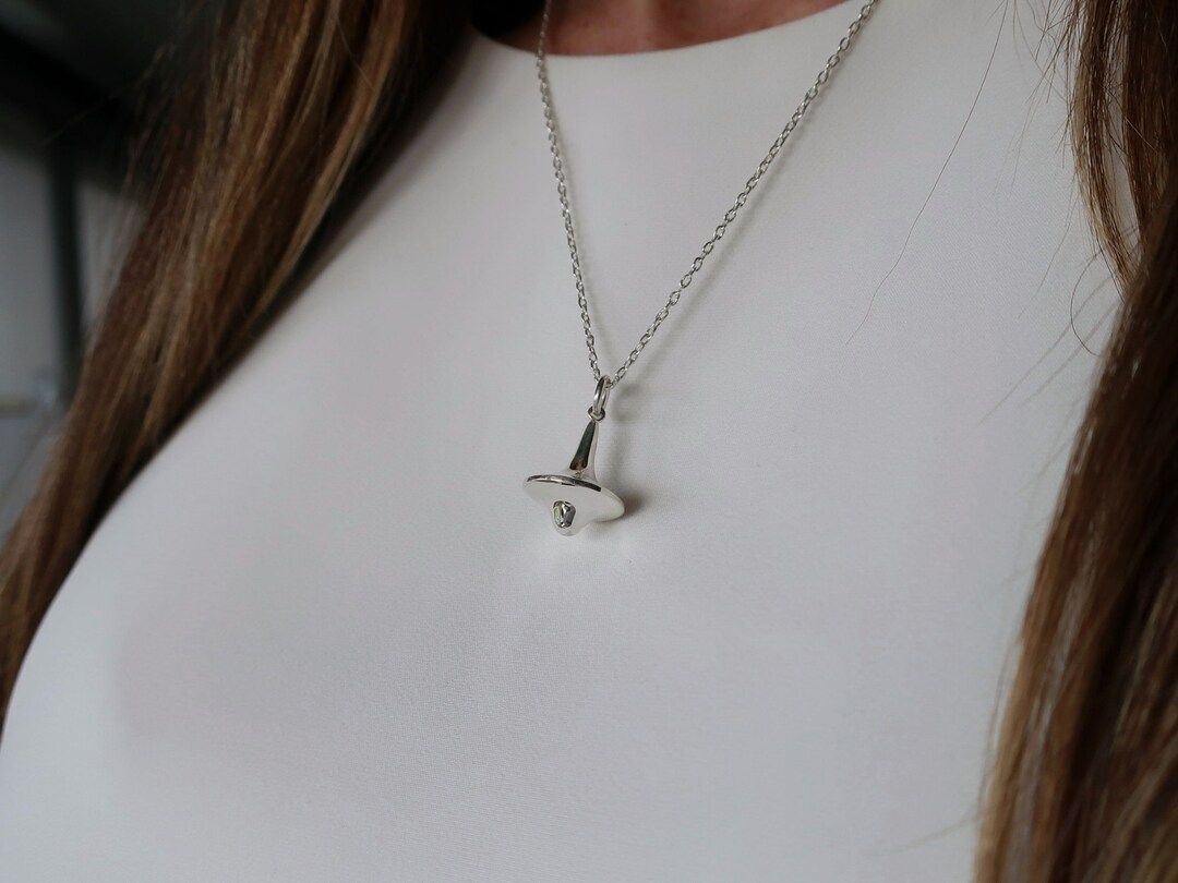Sterling Silver Solid Spinning Top Necklace - Silver Inception Totem ...