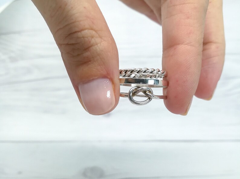 Sterling silver stacking ring set Minimalist rings Silver | Etsy