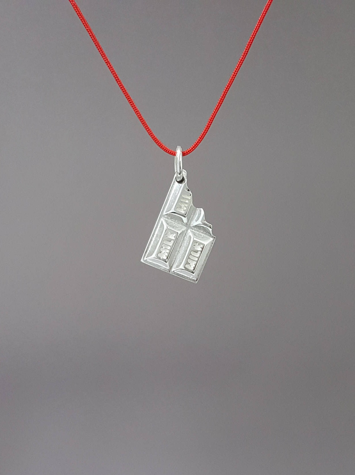 Sterling silver chocolate bar charm Silver chocolate bar | Etsy