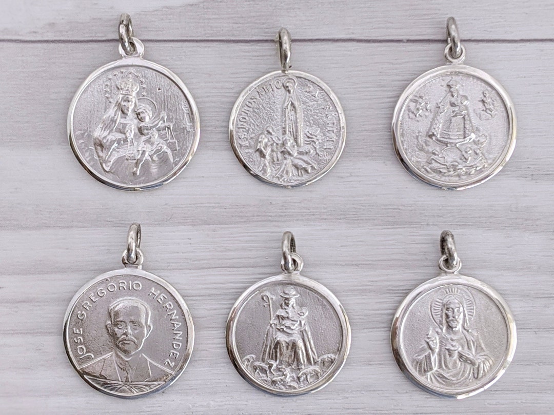 Sterling Silver Religious Medals - Virgen Del Carmen - Sacred Heart of ...