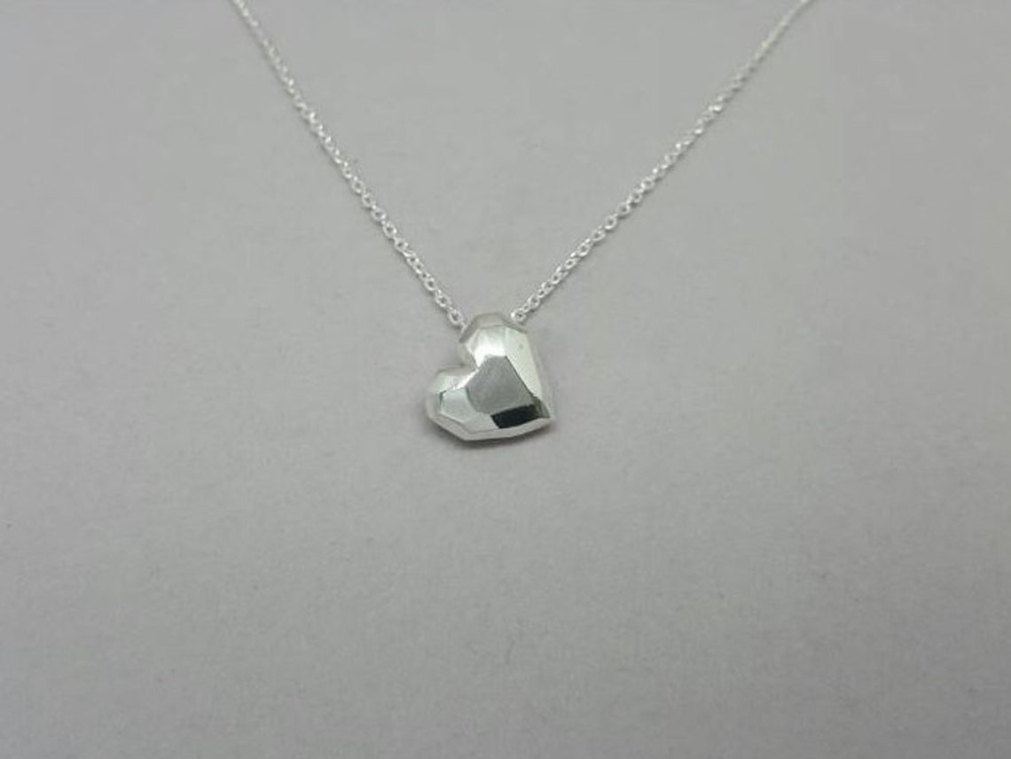 Solid Sterling Silver Heart Necklace Sterling Silver Puffy - Etsy