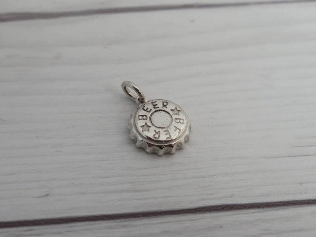925 Sterling Silver Beer Bottle Cap Necklace Bottle Cap Necklace Bottle ...
