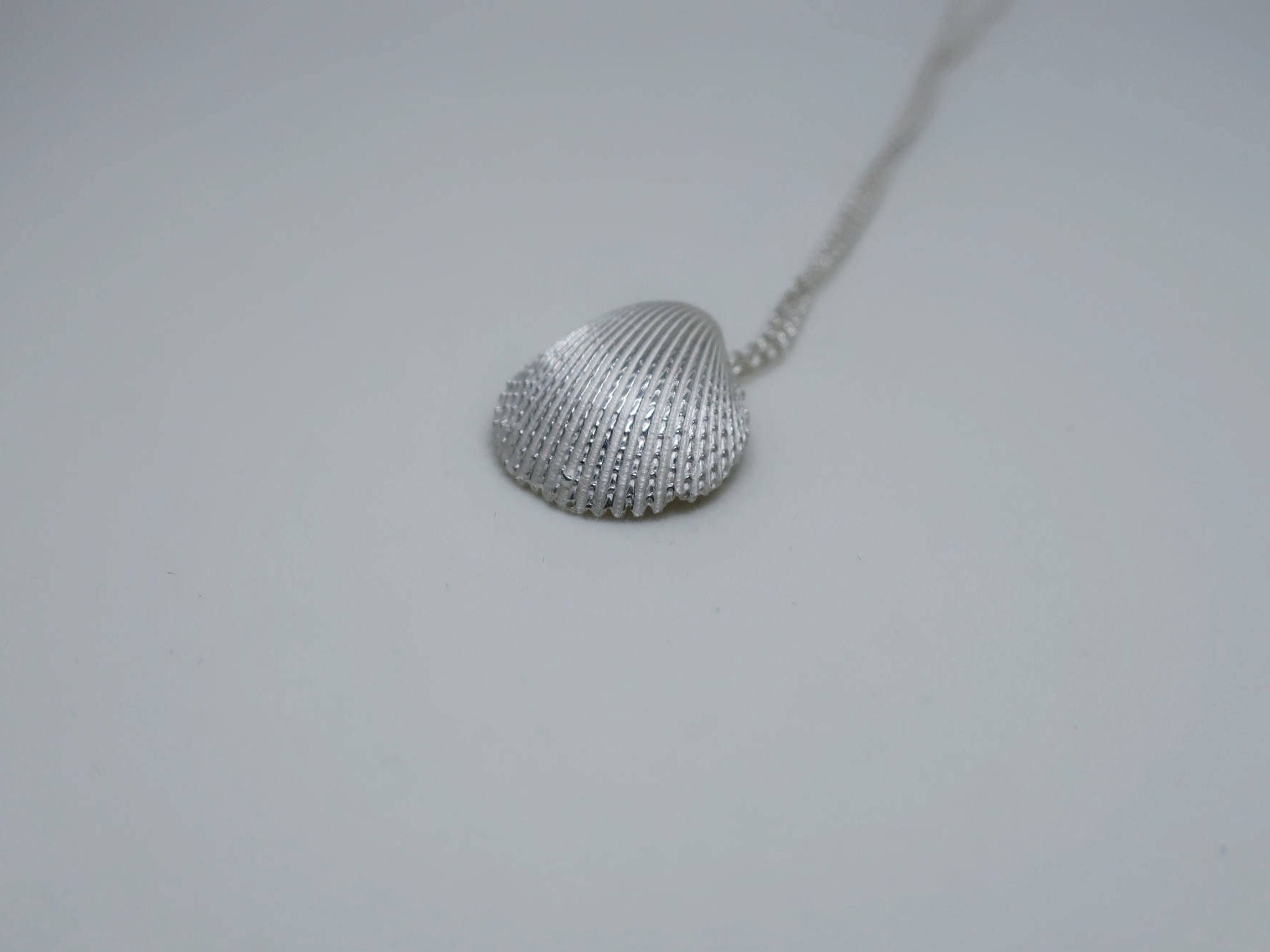 Sterling silver sea shell necklace Clam shell necklace | Etsy