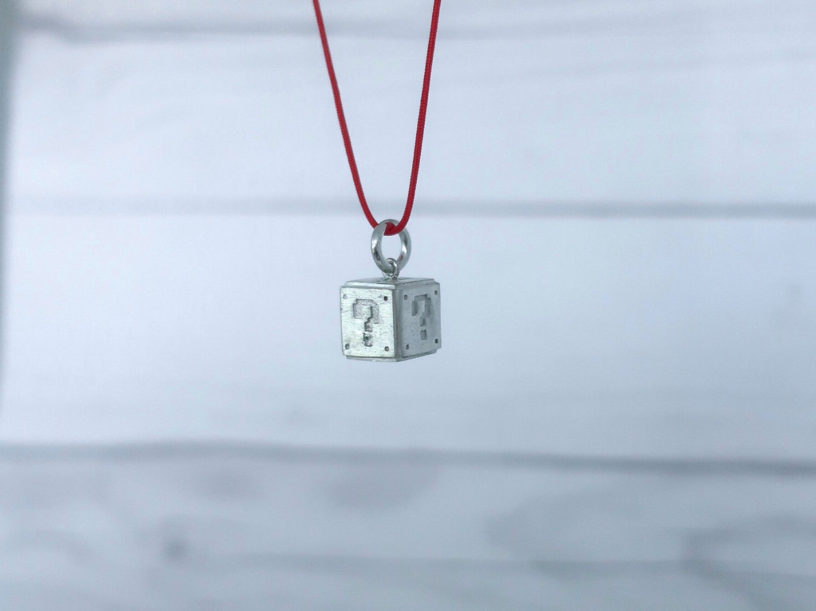 Sterling Silver Mystery Box Pendant Necklace Question Block - Etsy