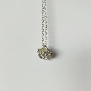 Sterling Silver Rose Necklace Small Rose Necklace Mini Rose Pendant ...