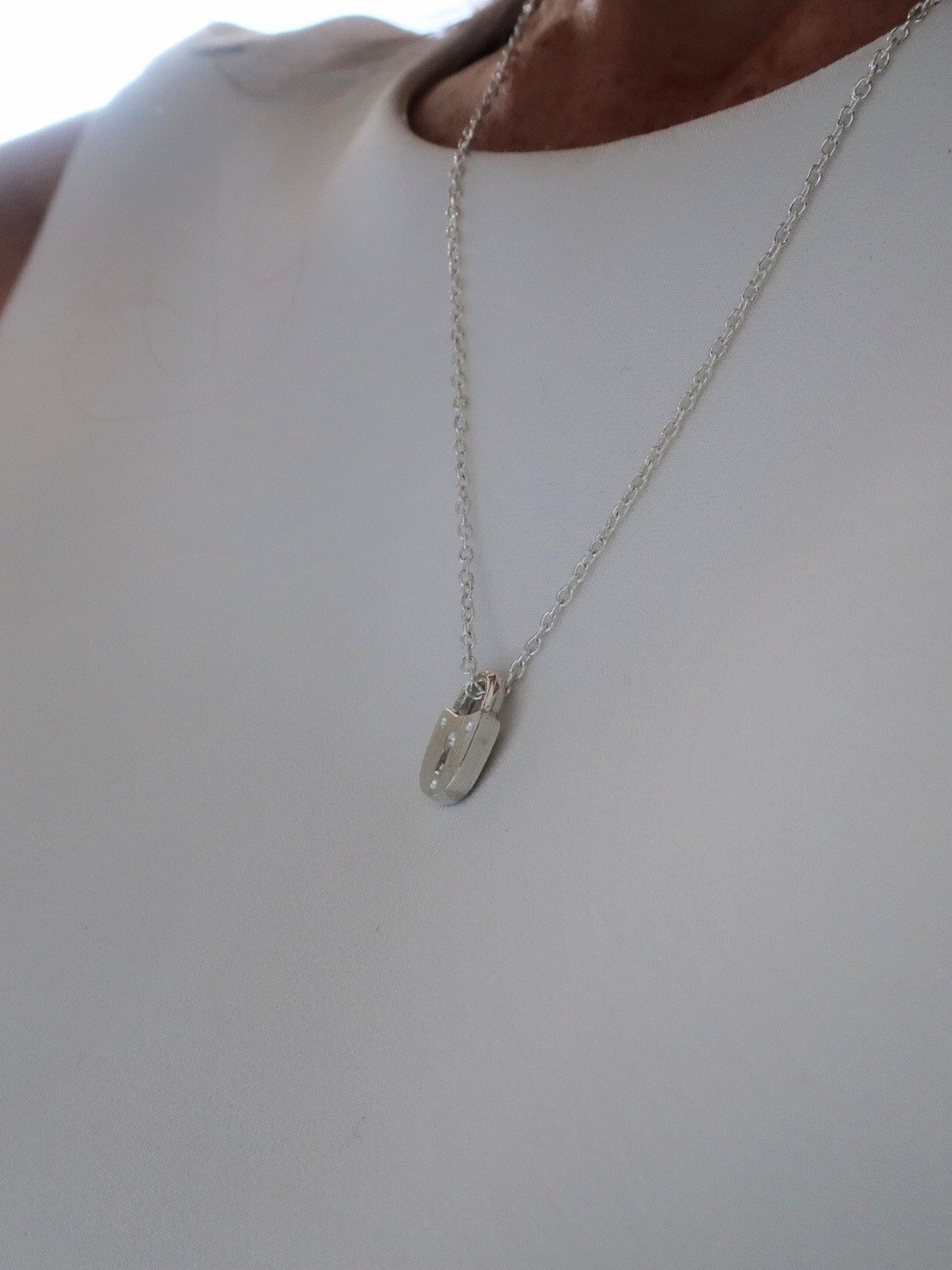 Sterling Silver Solid Lock Necklace Silver Lock Pendant Sterling Silver ...