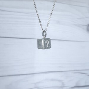 Sterling Silver Mystery Box Pendant Necklace Question Block - Etsy