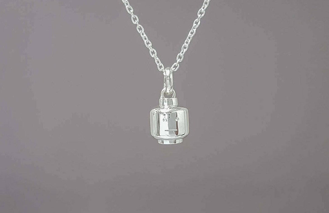 Sterling Silver Construction Brick Head Necklace Sterling Silver Head ...