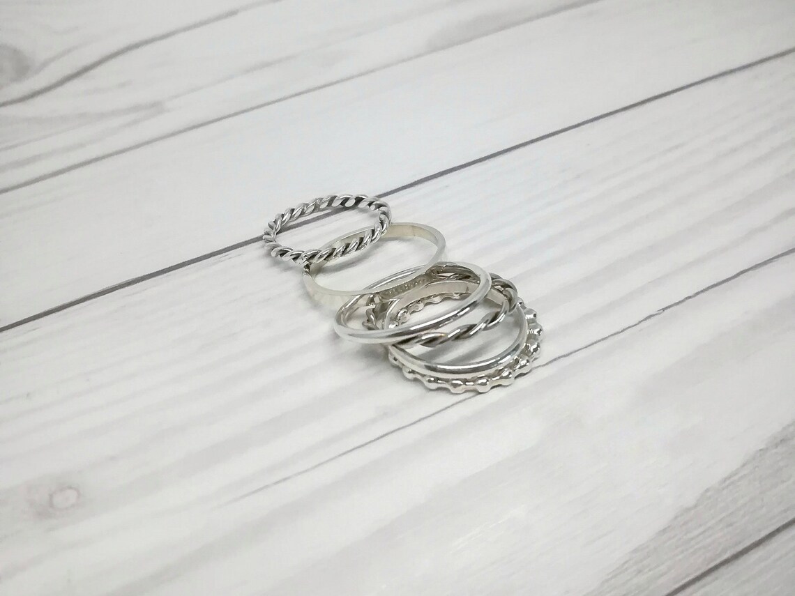 Sterling silver stacking ring set Minimalist rings Silver | Etsy
