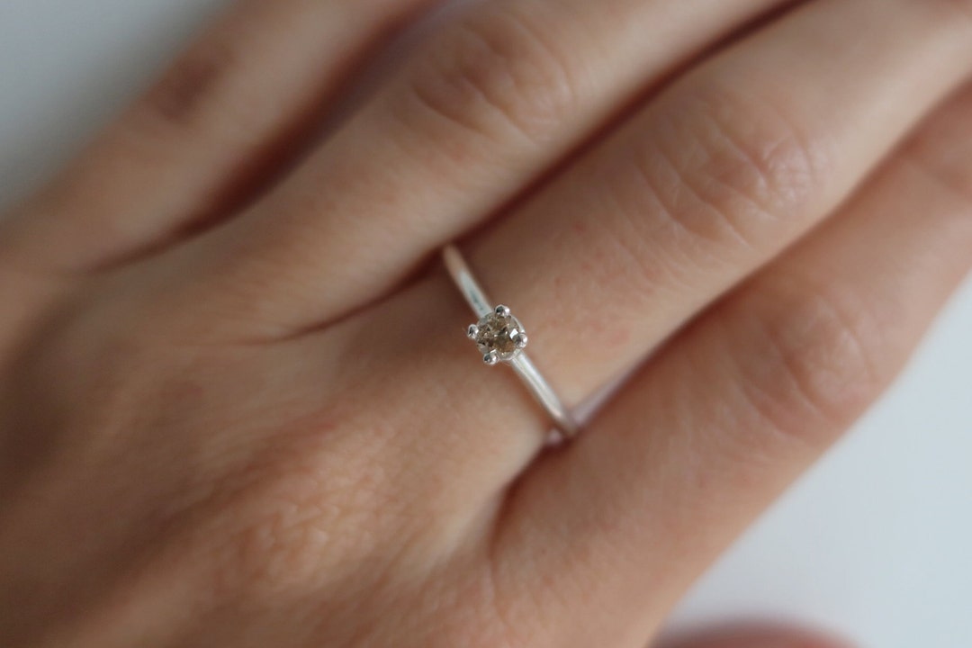 Sterling Silver Brown Engagement Ring - Silver Engagement Ring ...