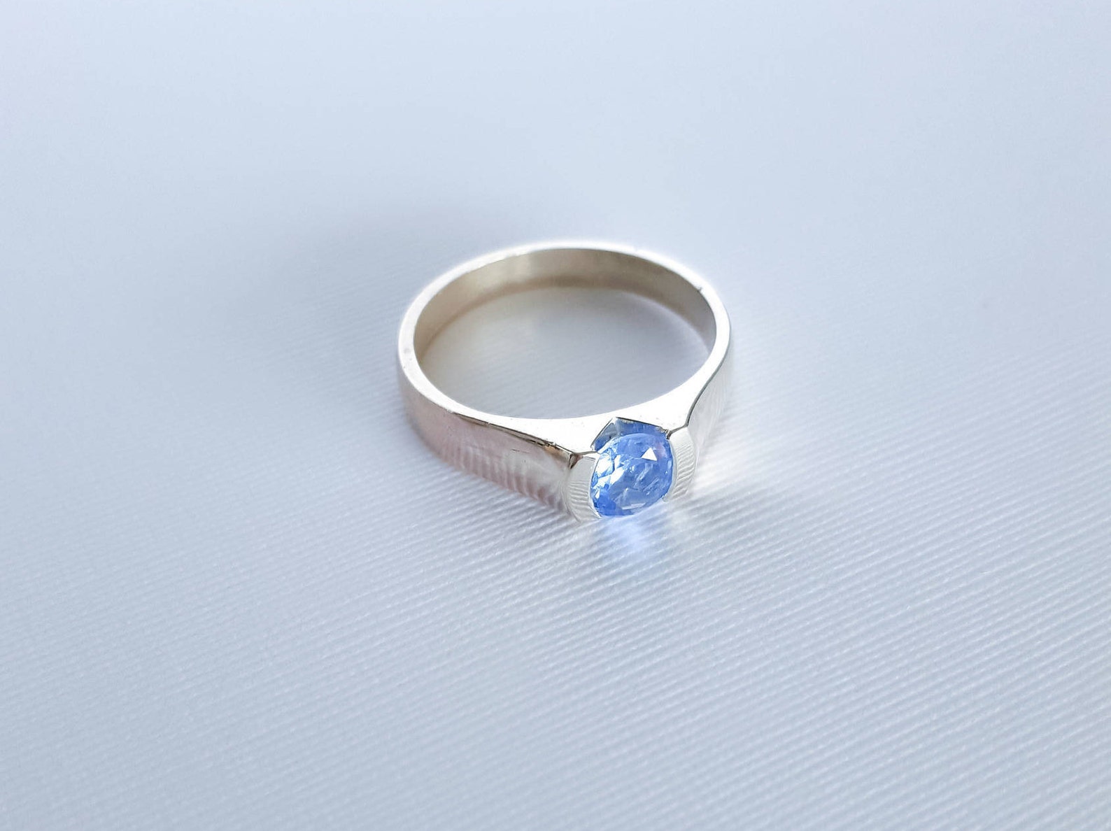 Sterling silver color engagement ring 925 Sterling Silver | Etsy
