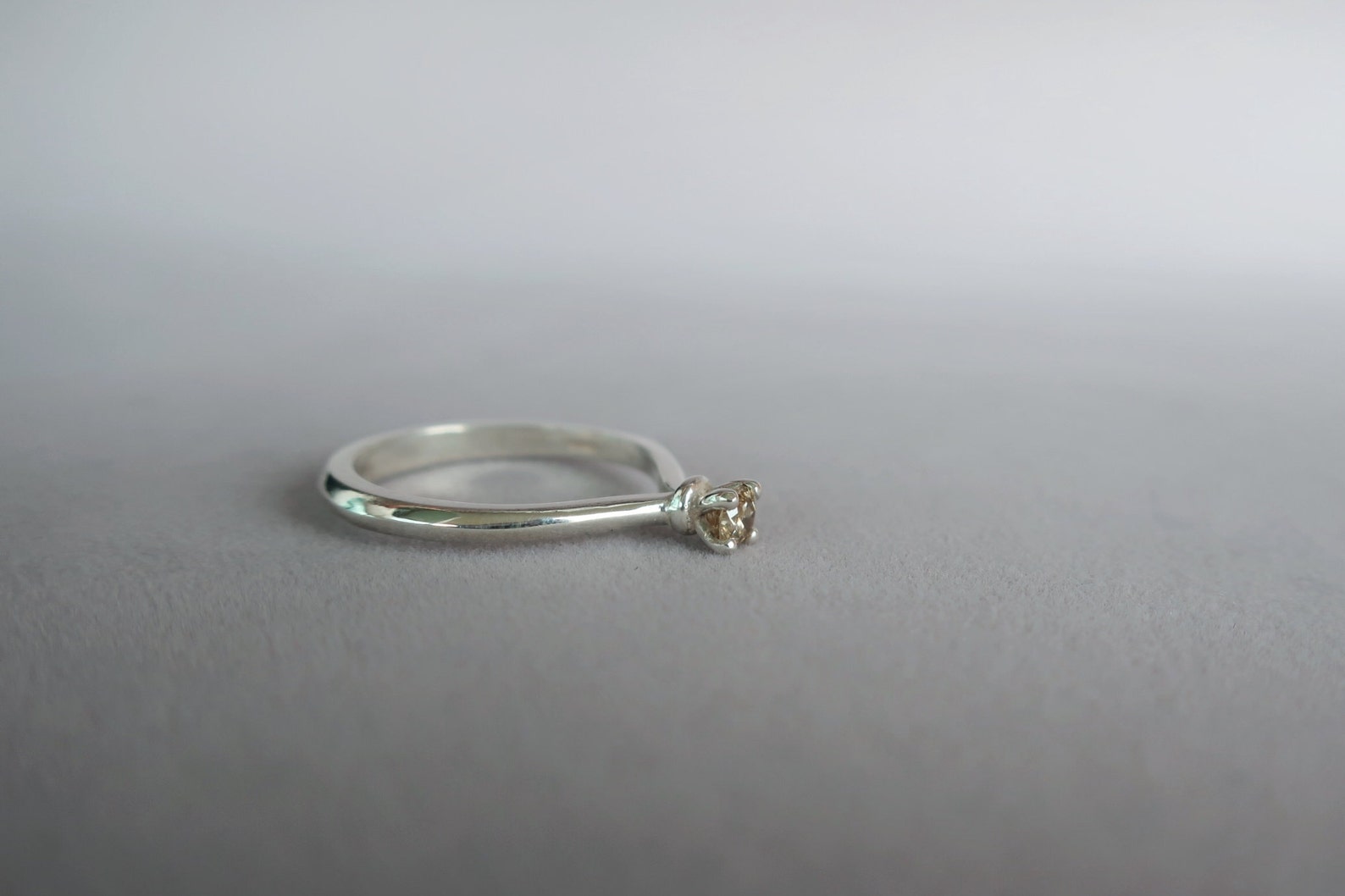 Sterling Silver Brown Engagement Ring Silver Engagement Ring - Etsy