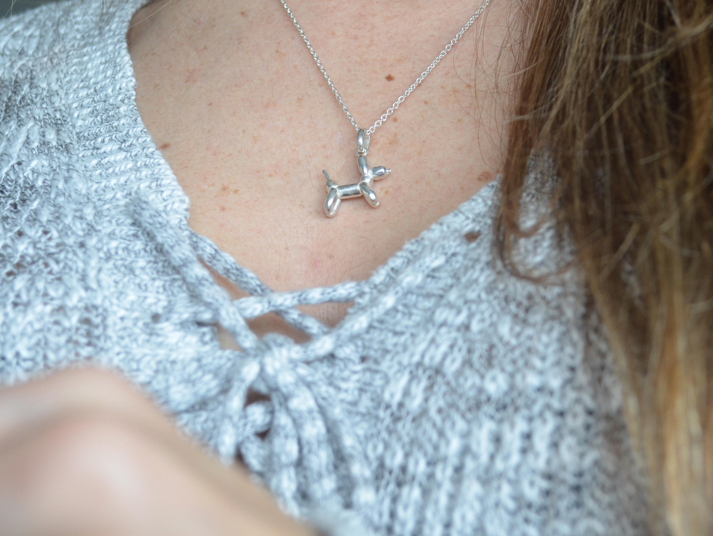 Sterling silver dog pendant Mini dog necklace Silver dog | Etsy