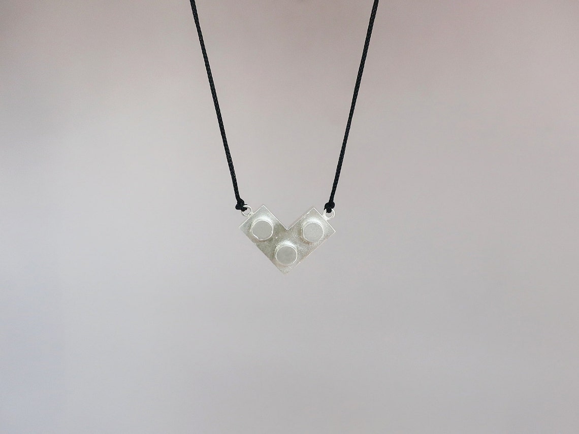 Sterling Silver Construction Brick Necklace Block Pendant - Etsy