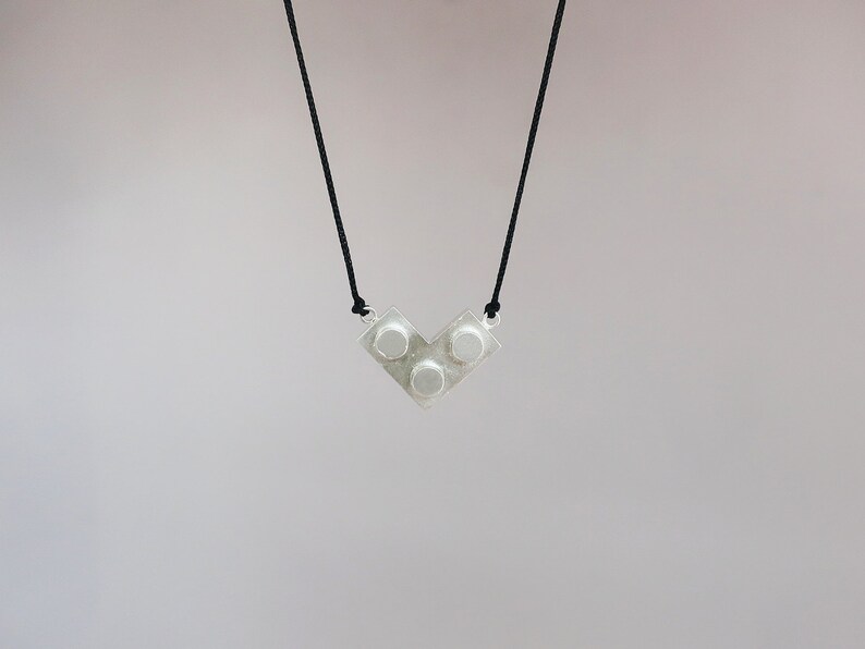Sterling Silver Construction Brick Necklace Block Pendant - Etsy