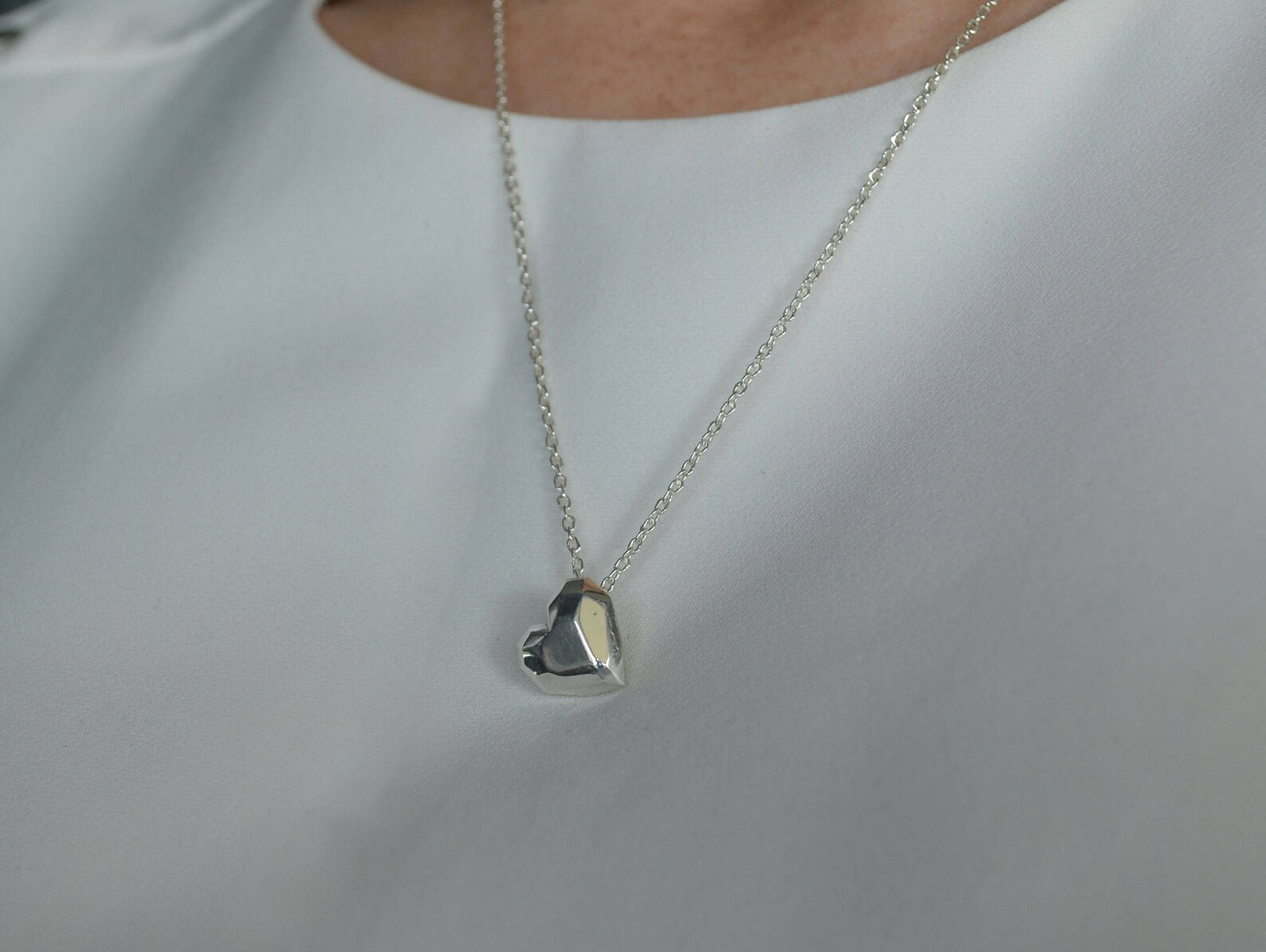 Solid Sterling Silver Heart Necklace Sterling Silver Puffy - Etsy