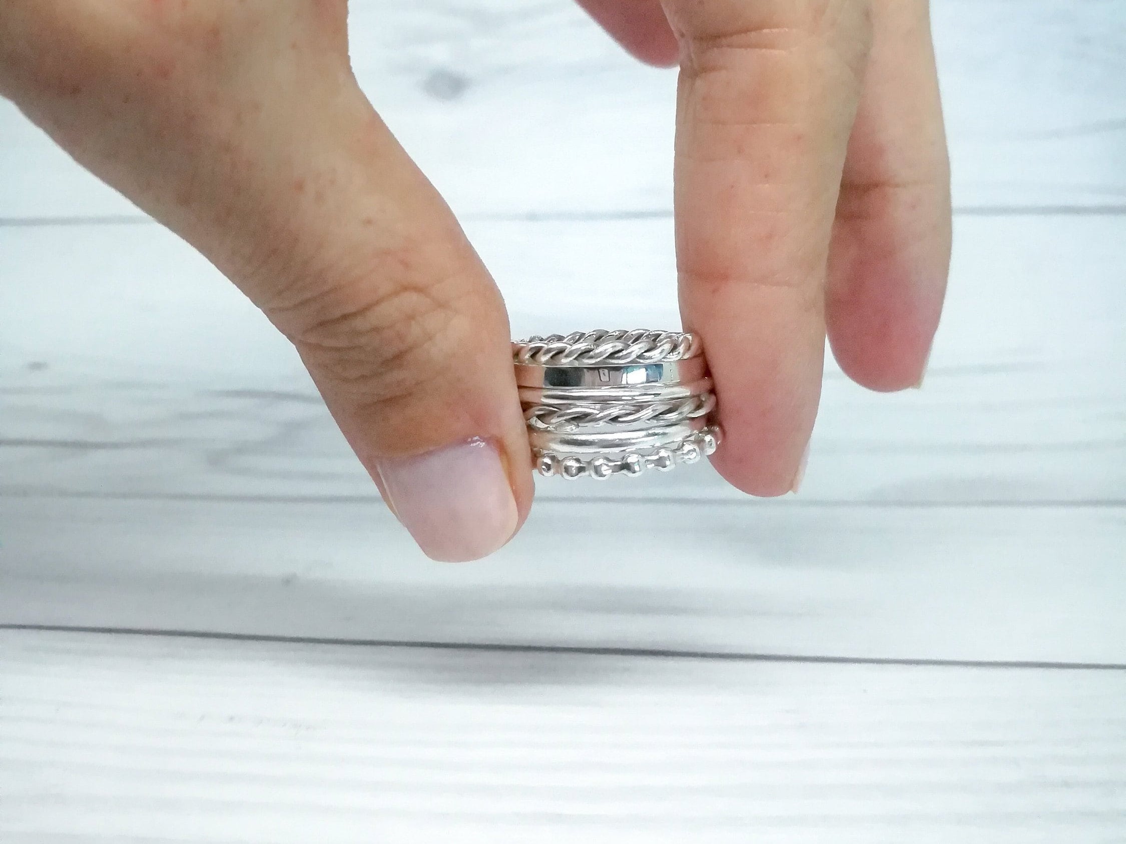 Sterling silver stacking ring set Minimalist rings Silver | Etsy