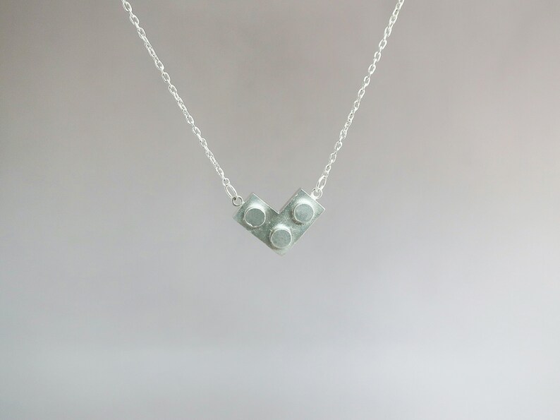 Sterling Silver Construction Brick Necklace Block Pendant - Etsy