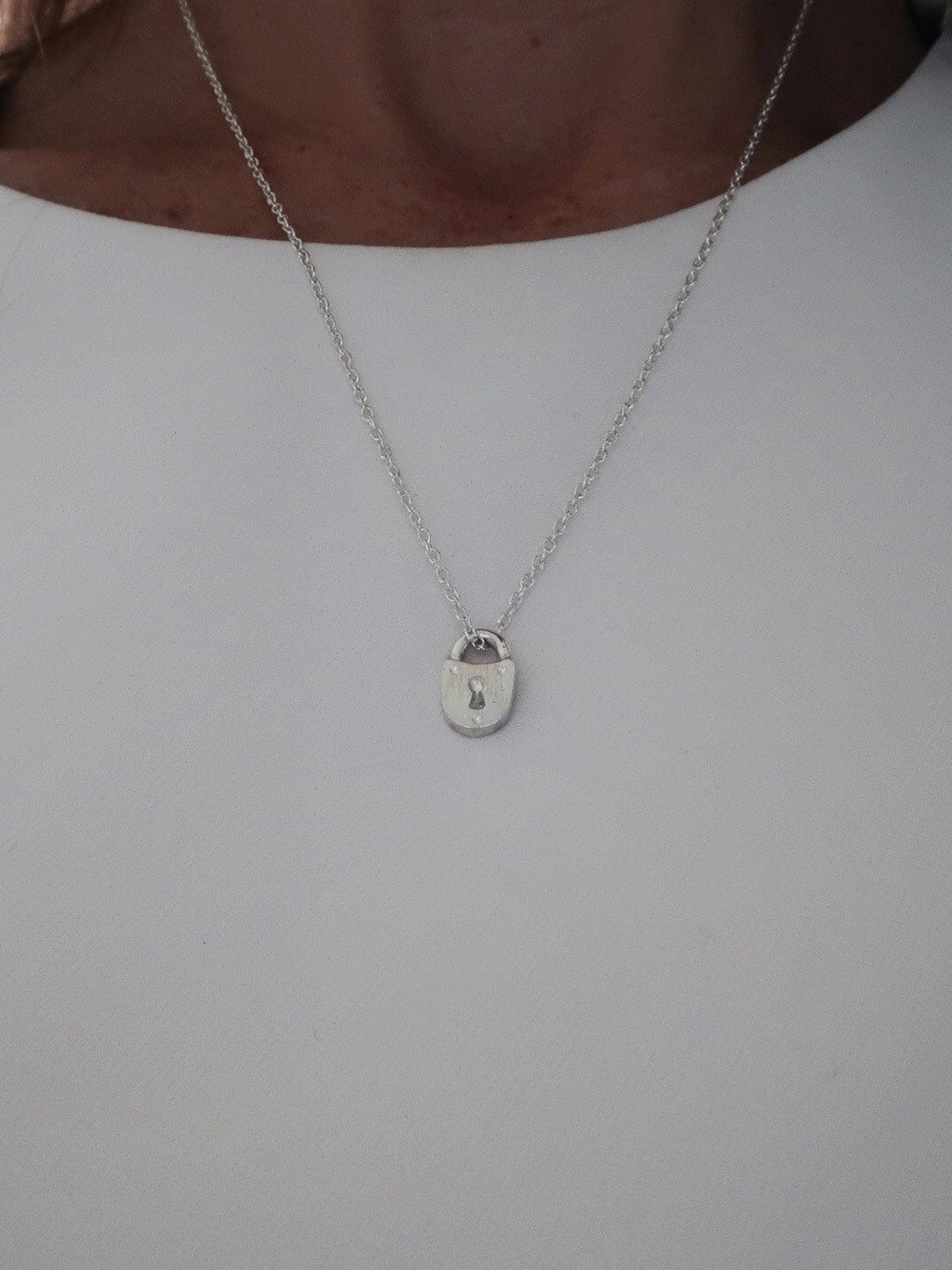 Sterling Silver Solid Lock Necklace Silver Lock Pendant - Etsy